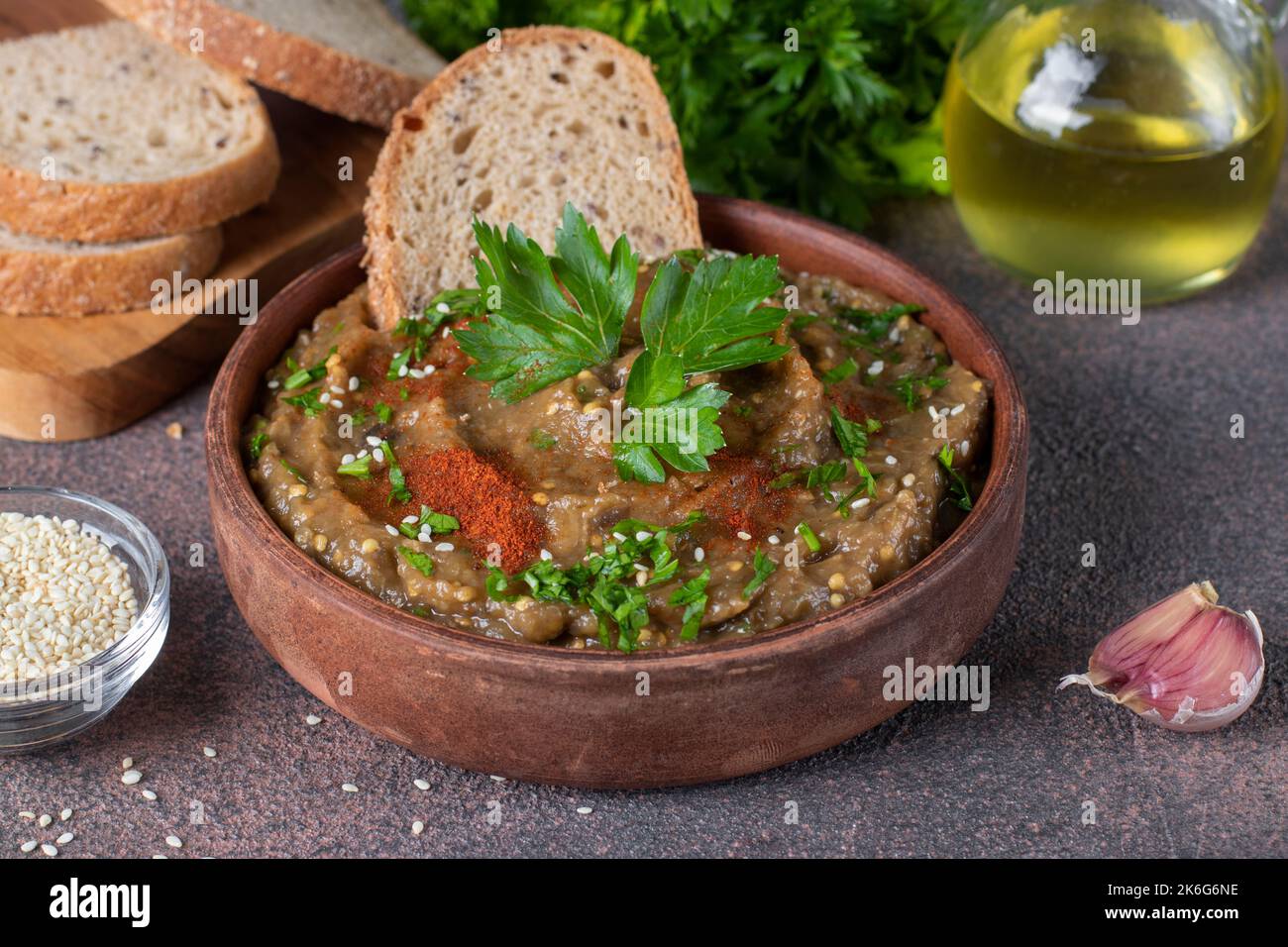 Baba ganoush Levantine cuisine appetizer from baked eggplant with ...