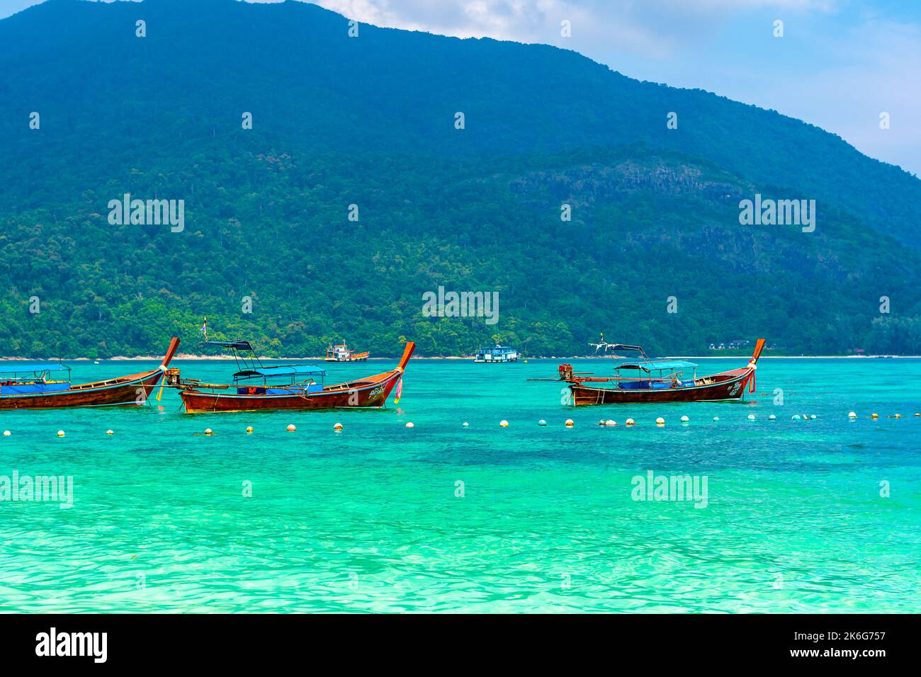 Long tail boat on the sea at Ko Lipe island, Thailand. Tropical island ...