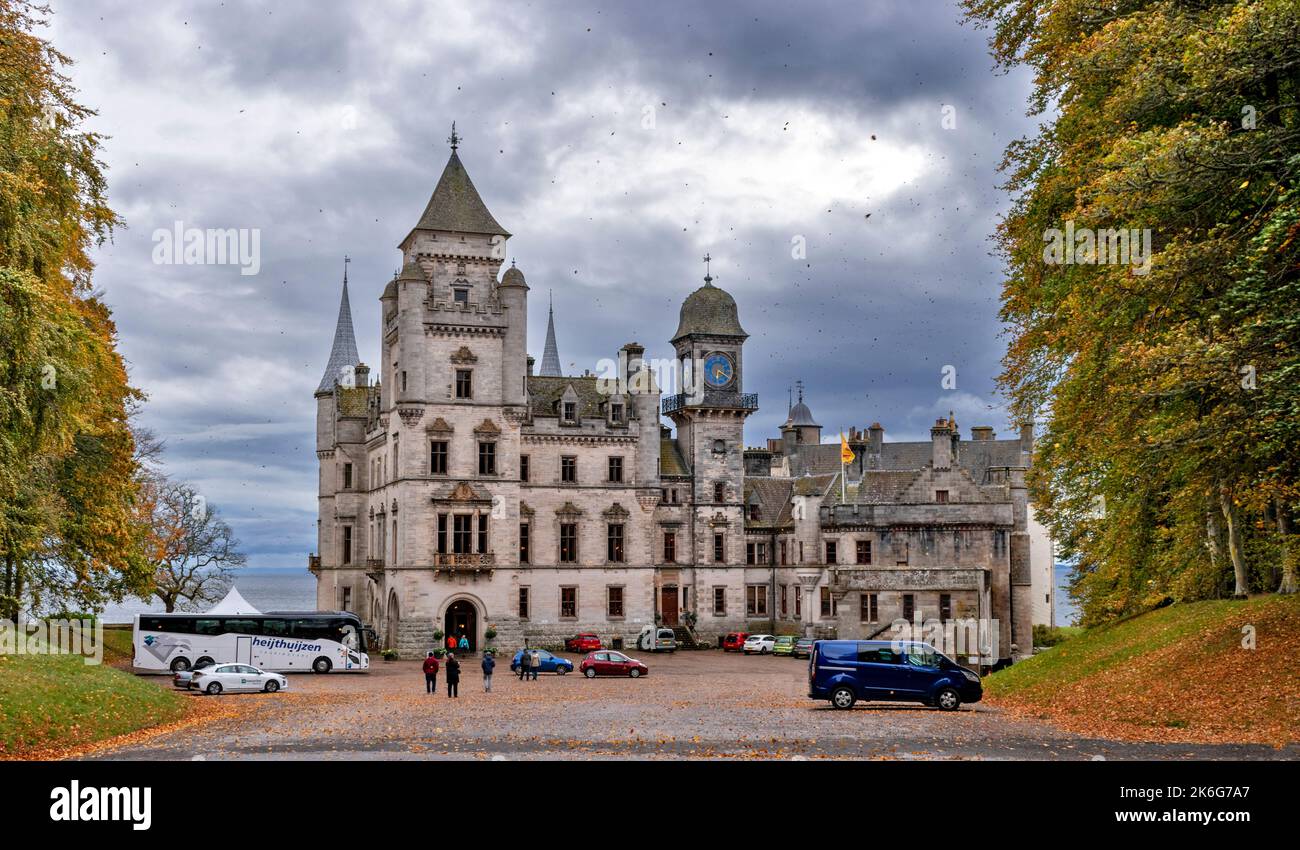 Dunrobin Castle Golspie Sutherland Scotland an autumn wind blowing ...