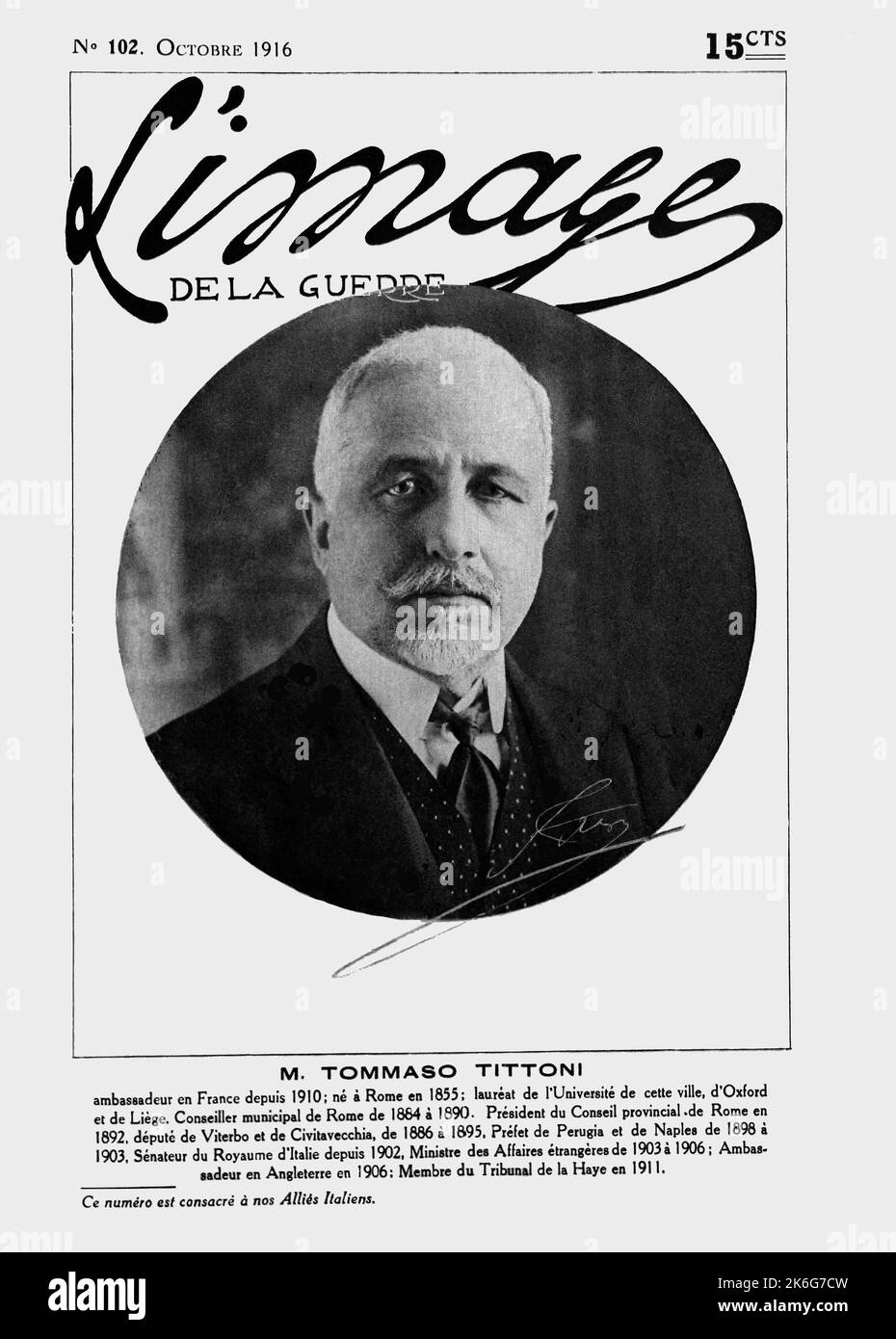 L'Image de la Guerre # 102 October 1916 : Thomaso TITTONI (1855-1931 ...