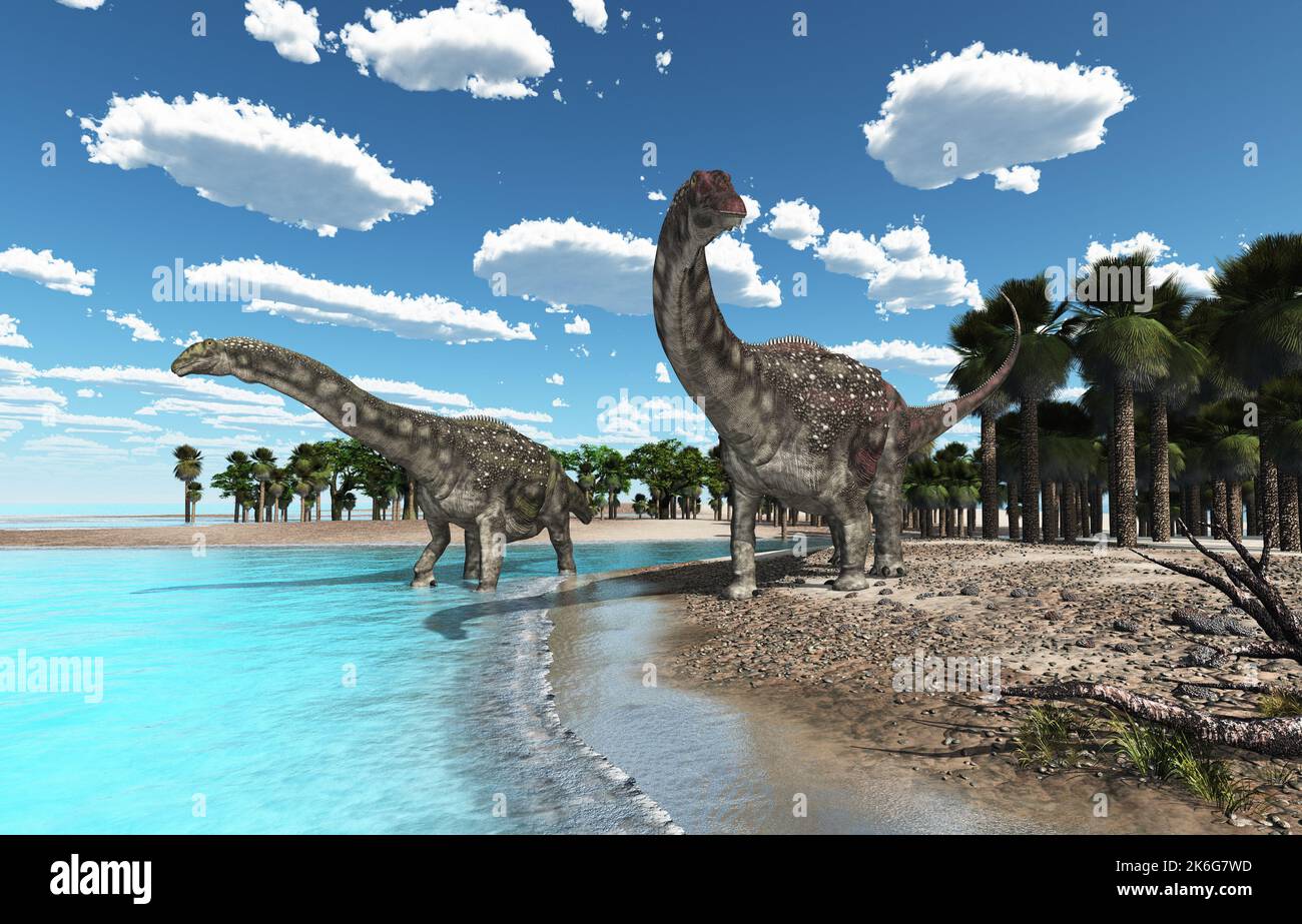 Dinosaur Diamantinasaurus at the beach Stock Photo - Alamy