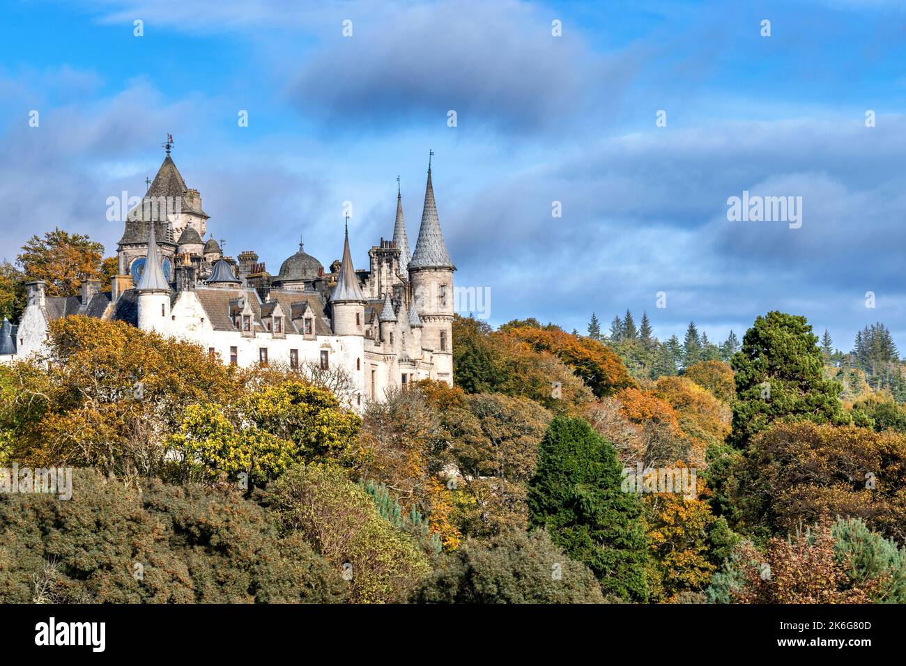 Dunrobin Castle Golspie Sutherland Scotland trees in autumnal colours ...