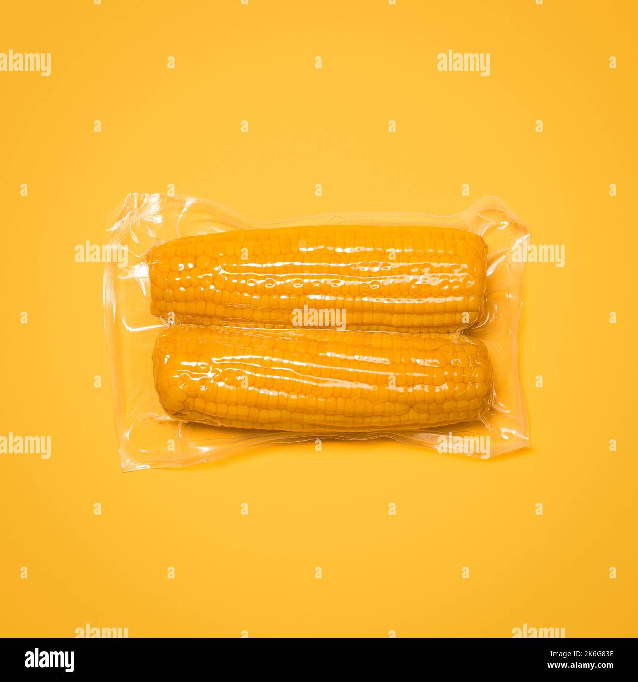 Packed full of sweetness. a package of corn against a studio background ...