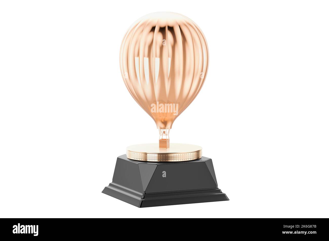 Hot air balloon golden award concept. 3D rendering isolated on white ...