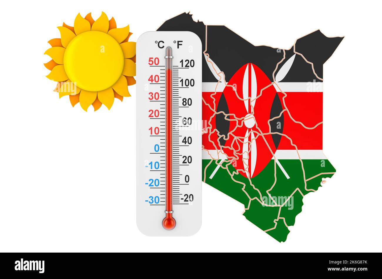 Heat in Kenya concept. 3D rendering isolated on white background Stock ...