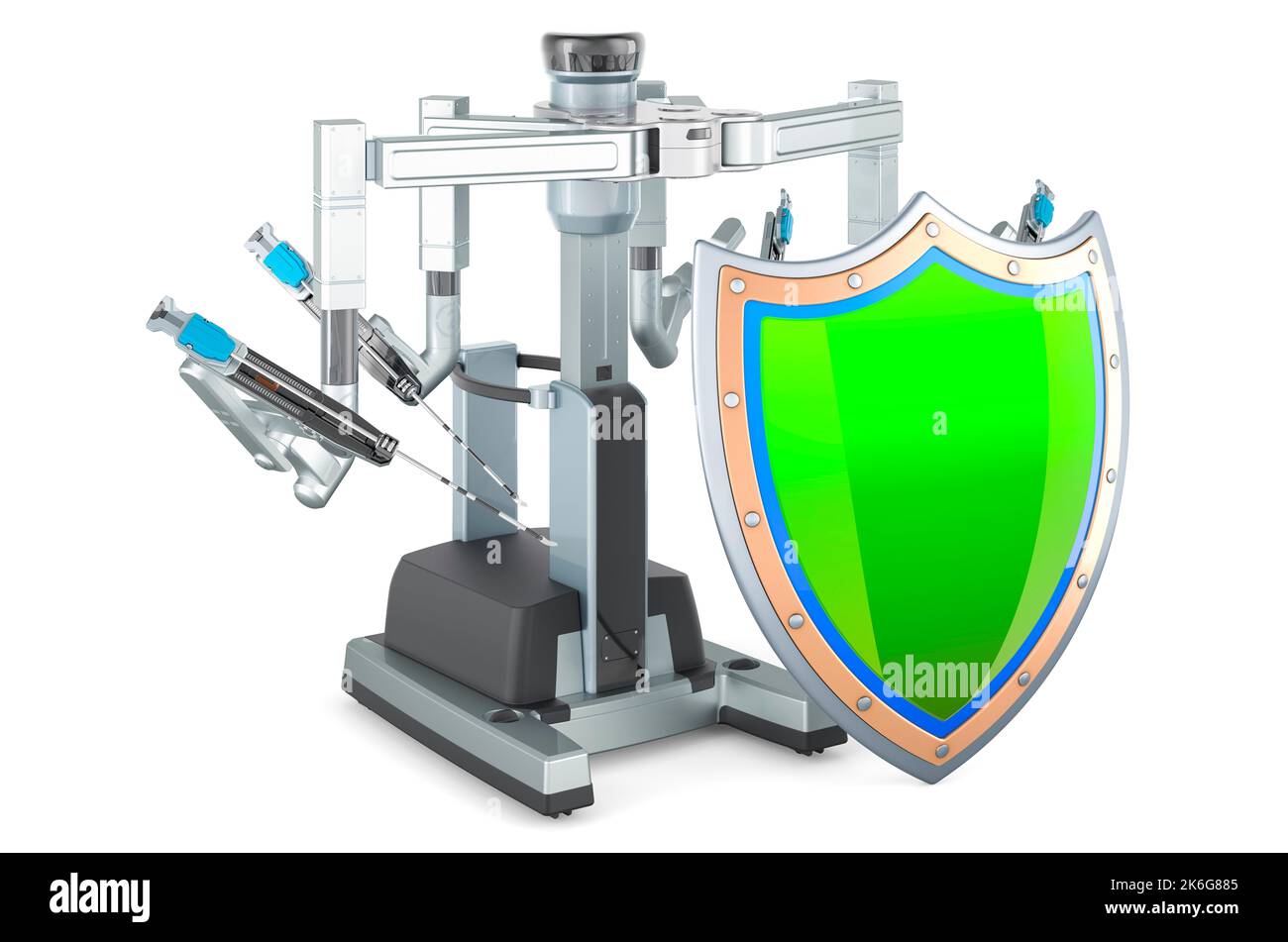 Robotic surgical system with shield, 3D rendering isolated on white ...