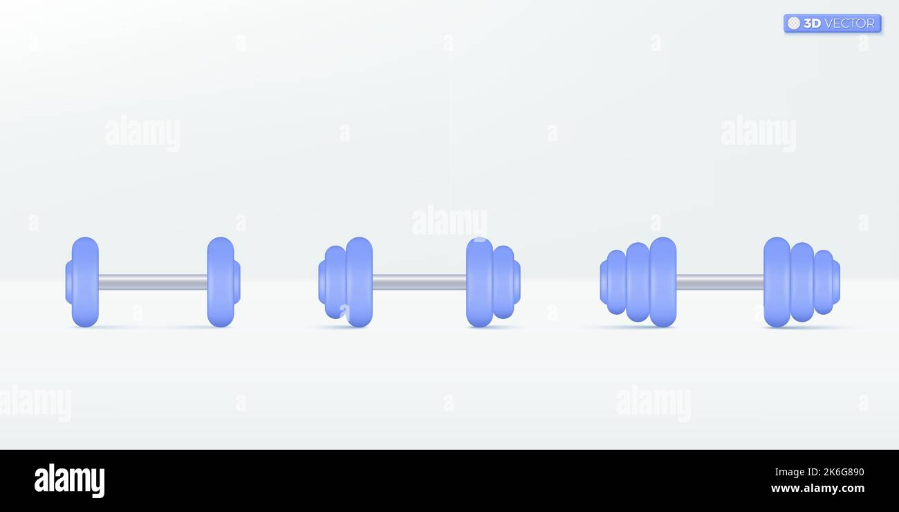 Sports dumbell icon symbols. Gym equipment training, exercise, difficult, tough concept. 3D ...