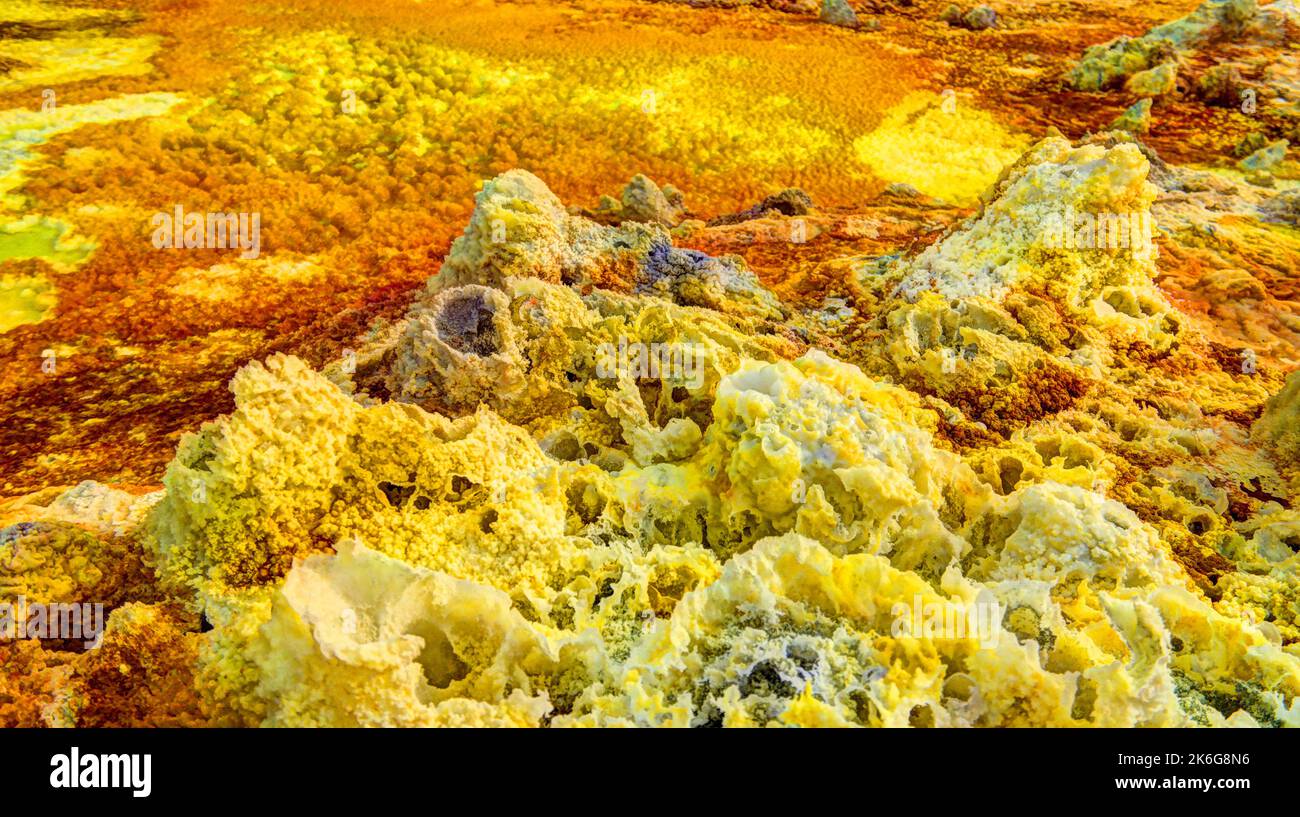 Salt structure close-up inside Dallol volcanic crater in Danakil ...