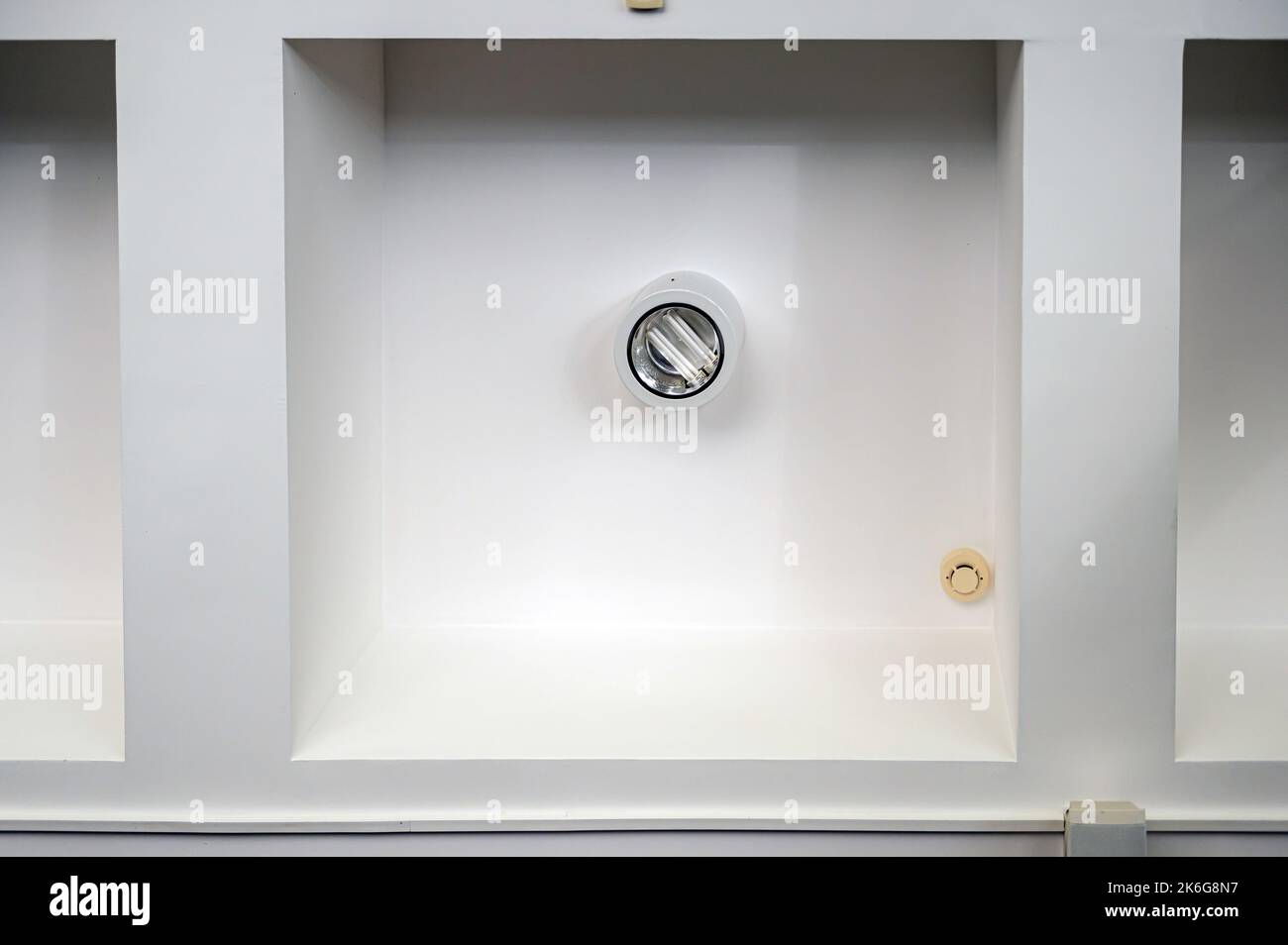 concrete structure ceiling, concrete with light and smoke detectors ...