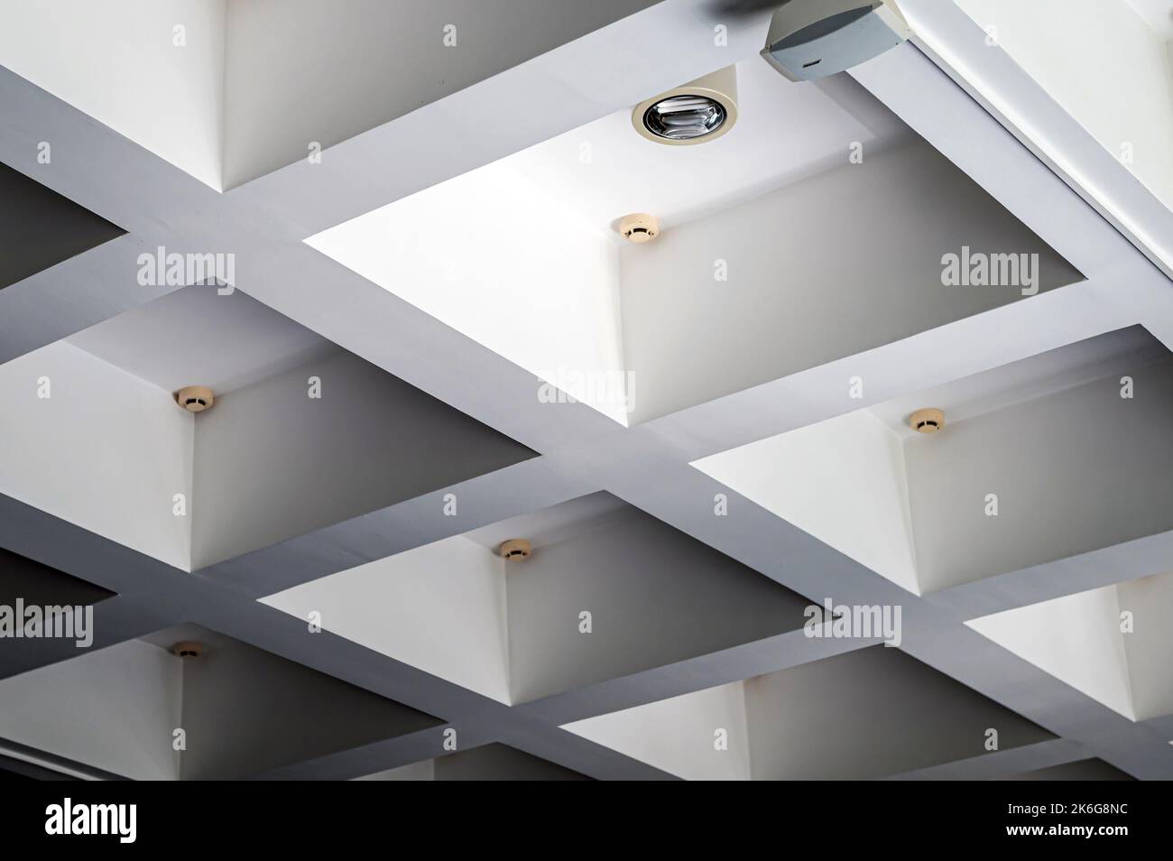 concrete structure ceiling, concrete with light and smoke detectors ...
