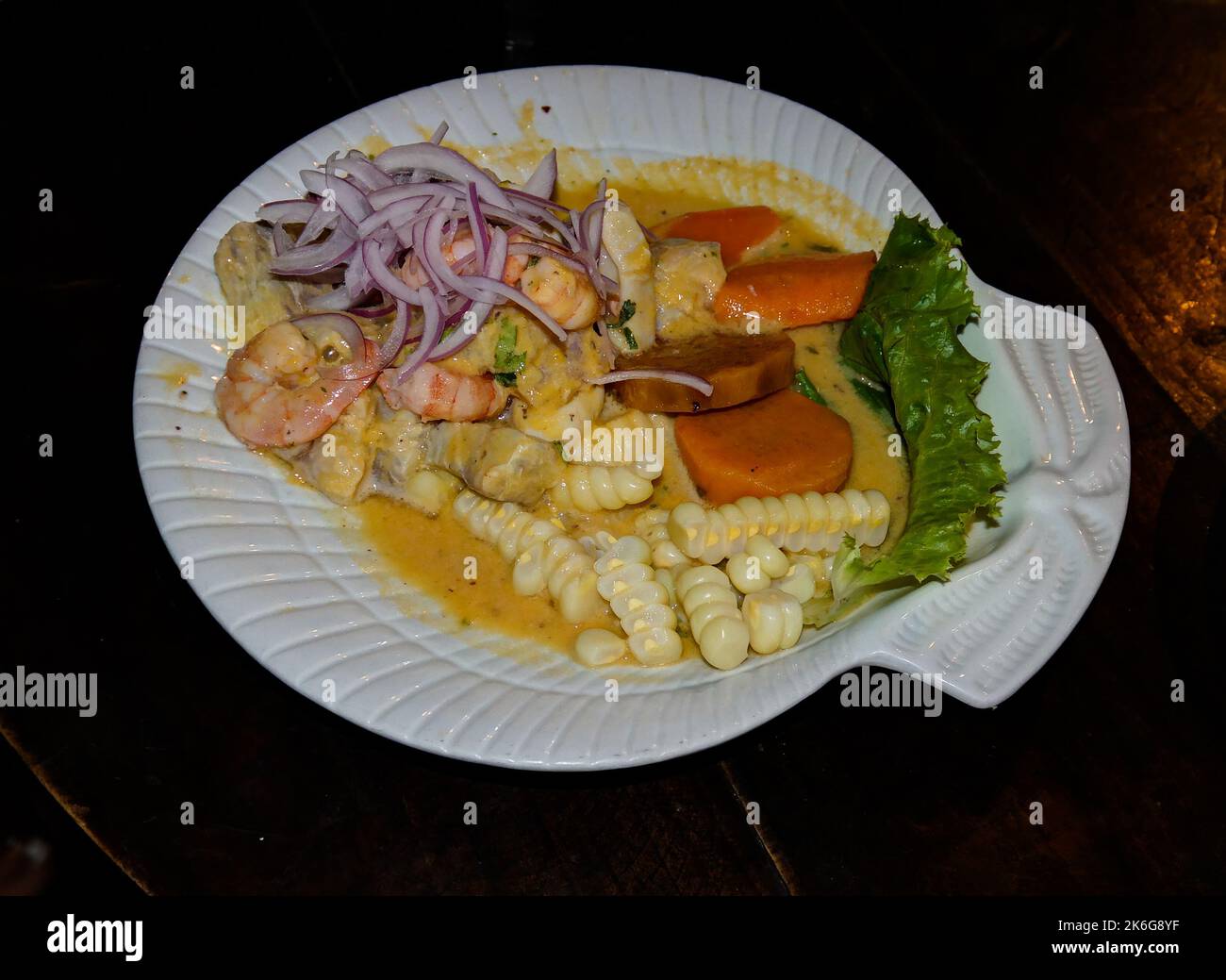 Closeup view to Ceviche, Traditional peruvian dish, Peru Stock Photo ...