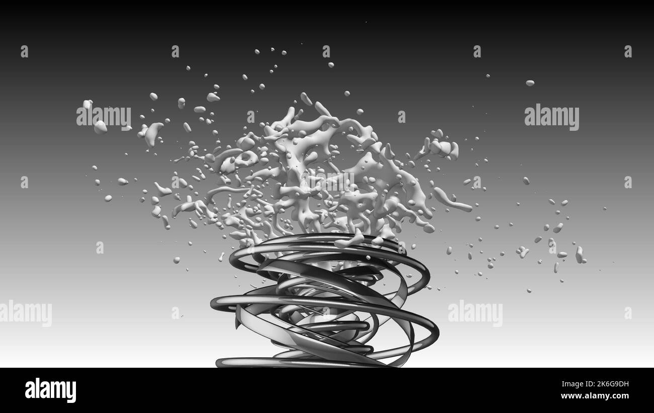 Liquid splash from metal element on gray gradient background - 3D ...
