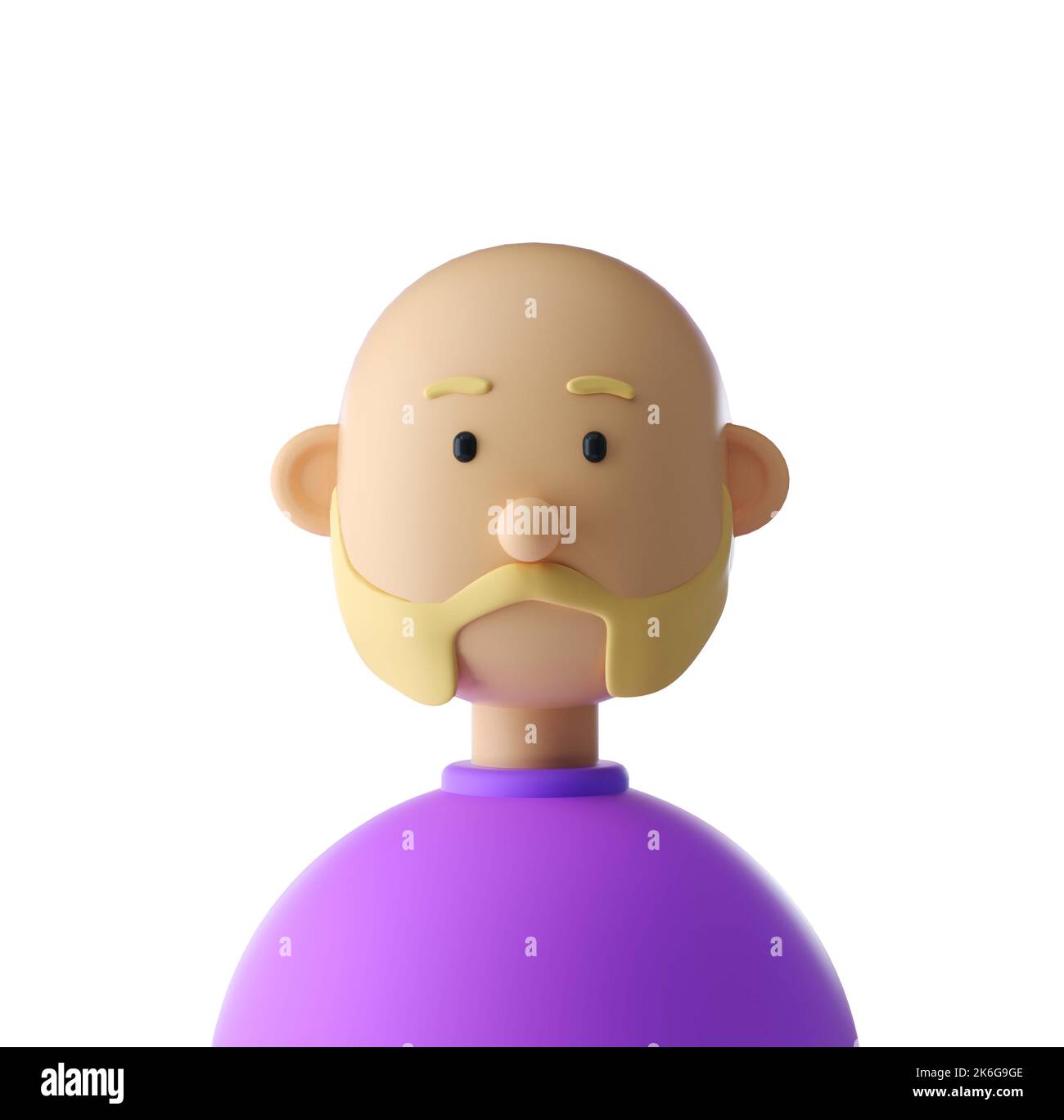 Hairless bearded man cute iconic character isolated white background ...