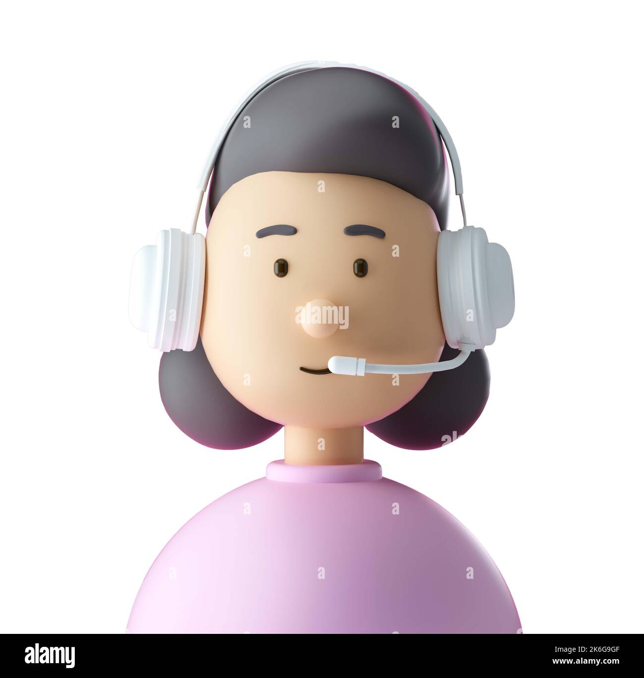 Young support woman cute iconic character isolated white background. 3D ...