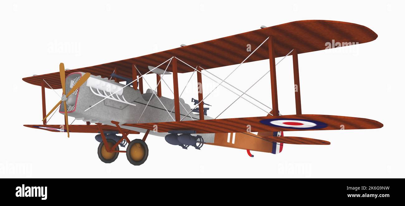 Biplane airplane from 1915 isolated on white background Stock Photo - Alamy