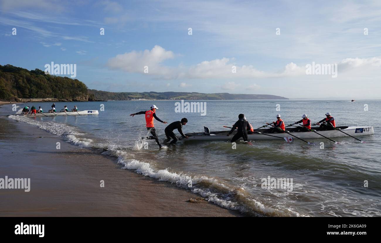 Japan's mixed coxed quadruple skulls during day one of the World Rowing ...