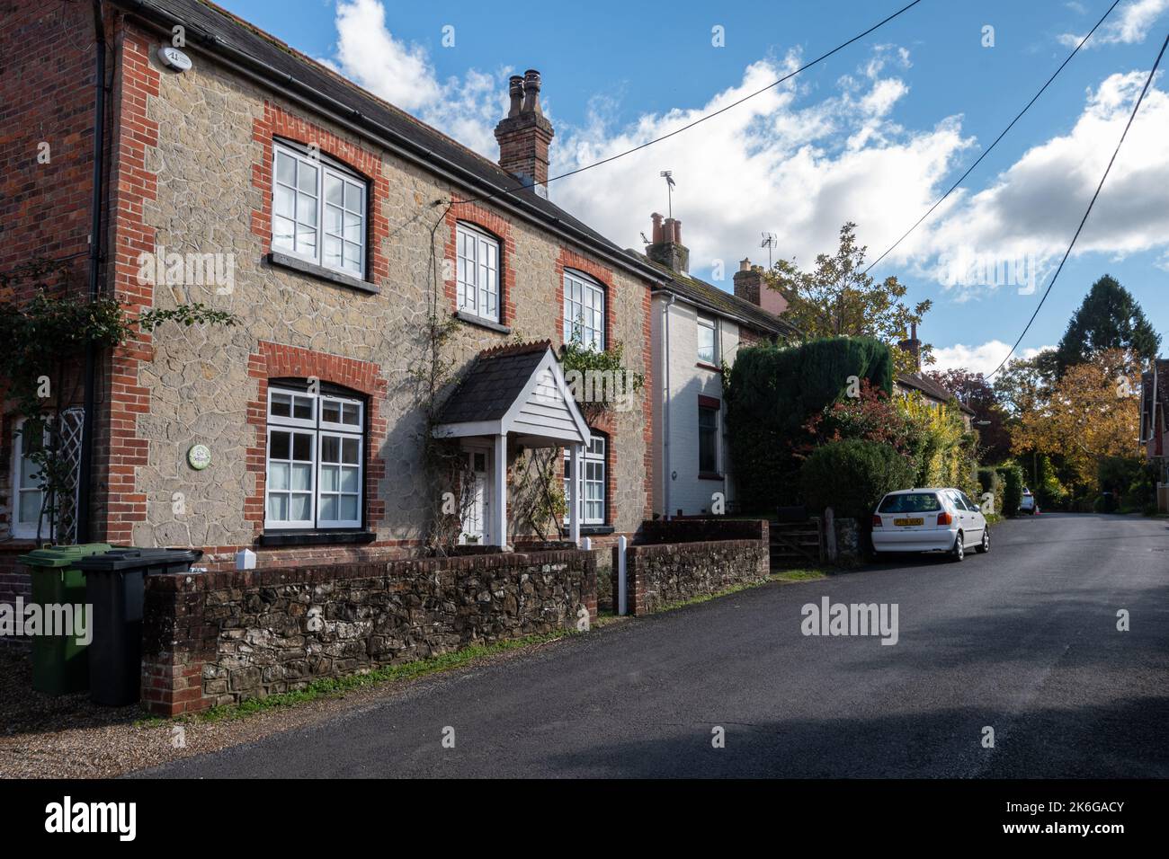 Bramshott village in Hampshire, England, UK. View of houses in Church ...