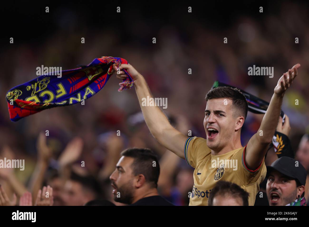 Barcelona, Spain, 12th October 2022. FC Barcelona fans cheer on their ...