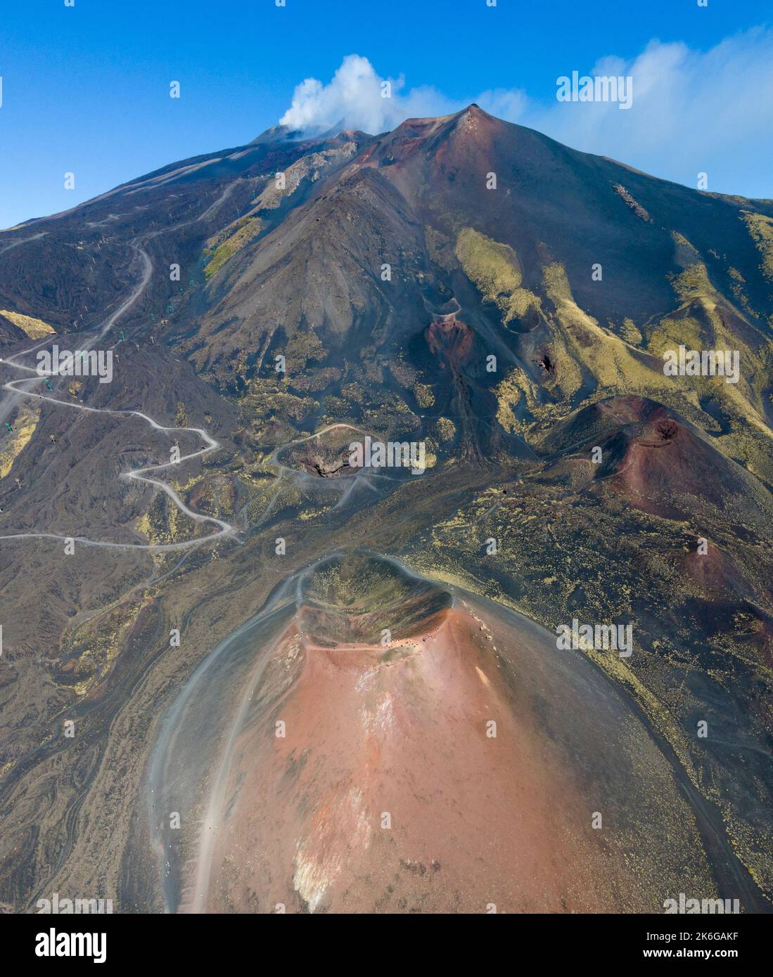 Panoramic aerial view of Silvestri craters on Mount Etna Volcano ...