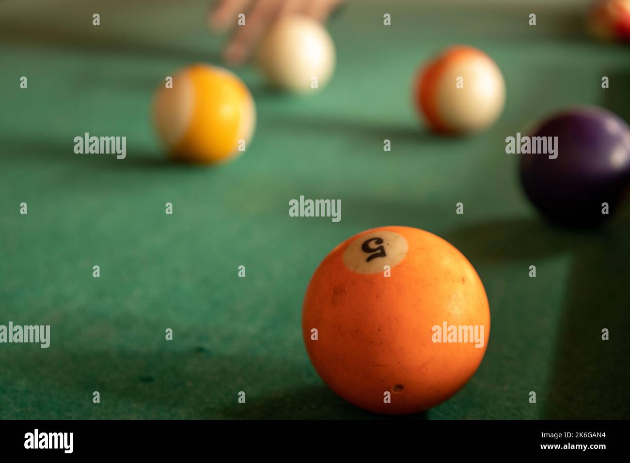 table ball game called pool. selective focus. free space to write Stock ...