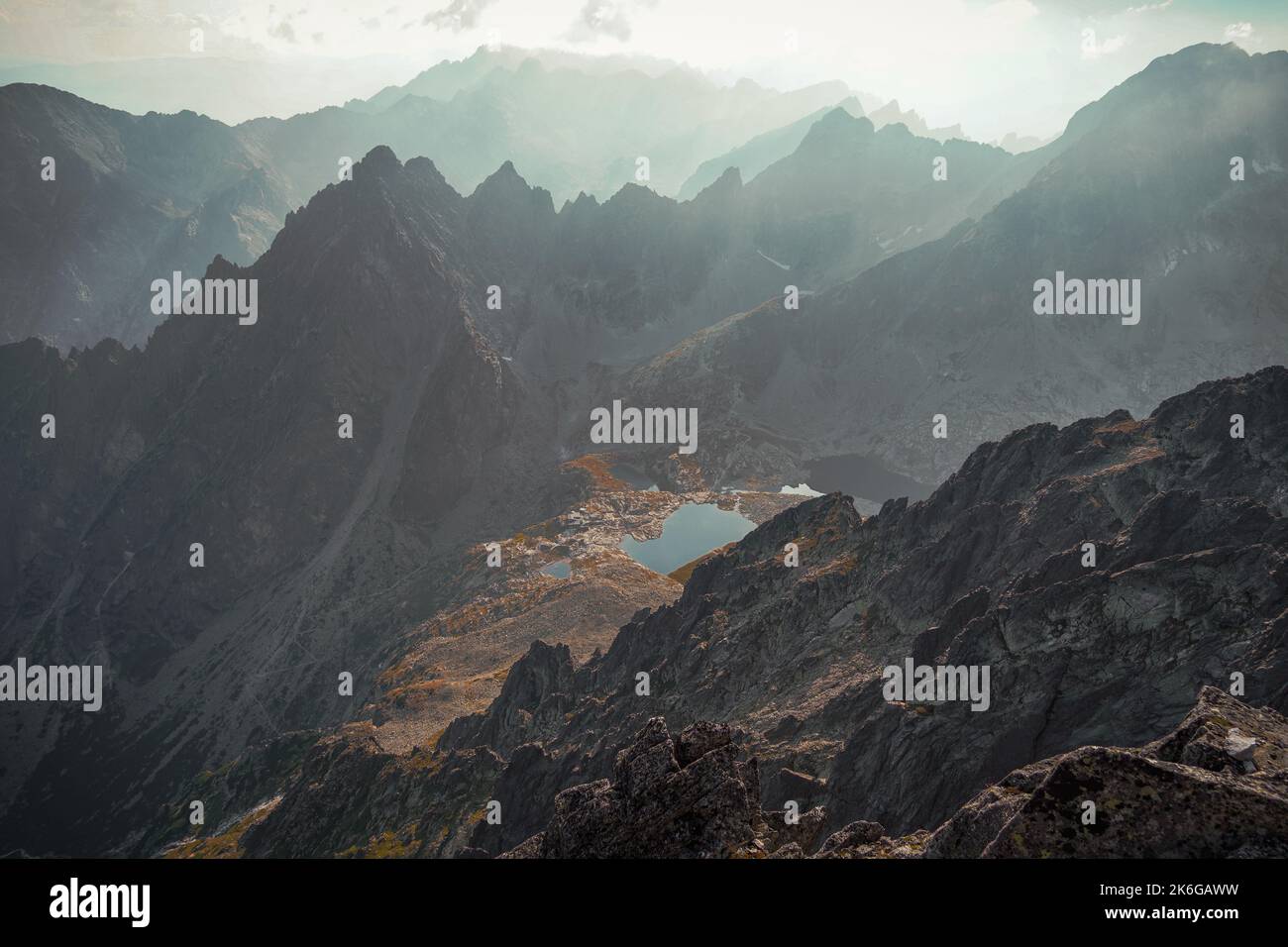 A breathtaking view of the Black Lake below Mount Rysy mountain lake ...