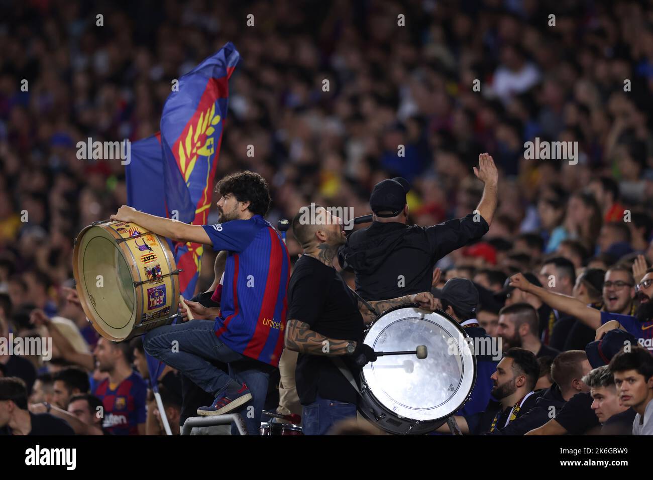Barcelona, Spain, 12th October 2022. FC Barcelona fans cheer on their ...