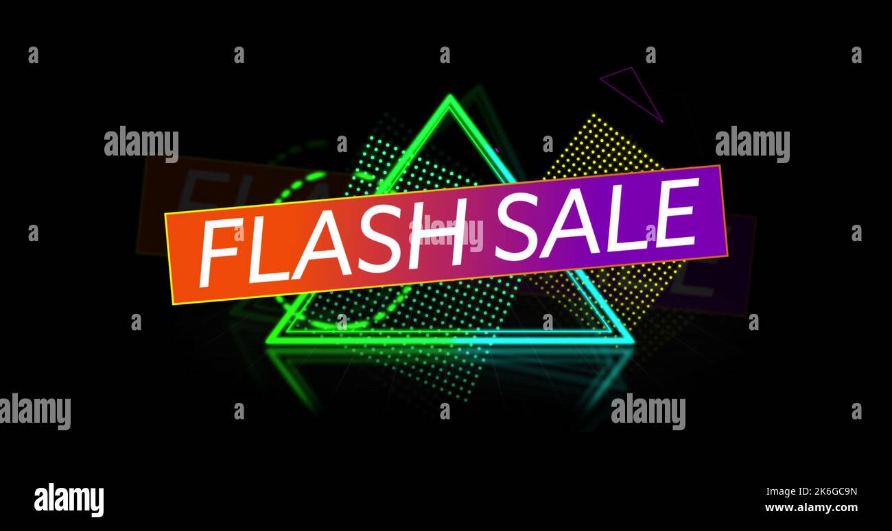 Image of Flash Sale advertisement in Retro Eighties style with neon ...
