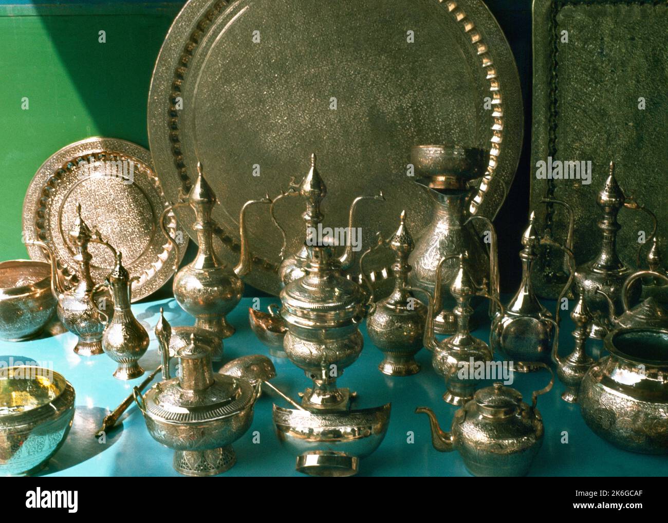 Peshawar Pakistan Brassworks - Dallah's Teapots and Plates Stock Photo ...