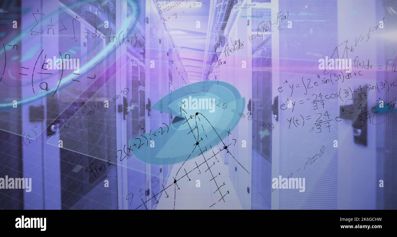 Image Of Mathematical Equations And Data Processing Against Computer