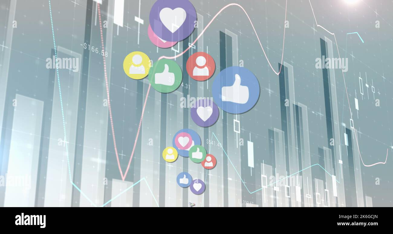 Image of social media reactions over graphs. Social media ...