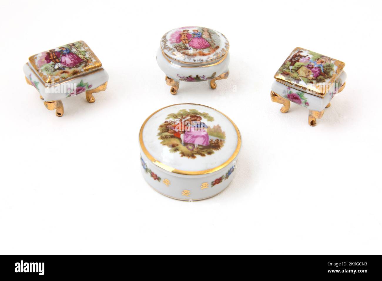 4 Vintage Miniature Small Limogues China Boxes Trinket Containers Stock ...