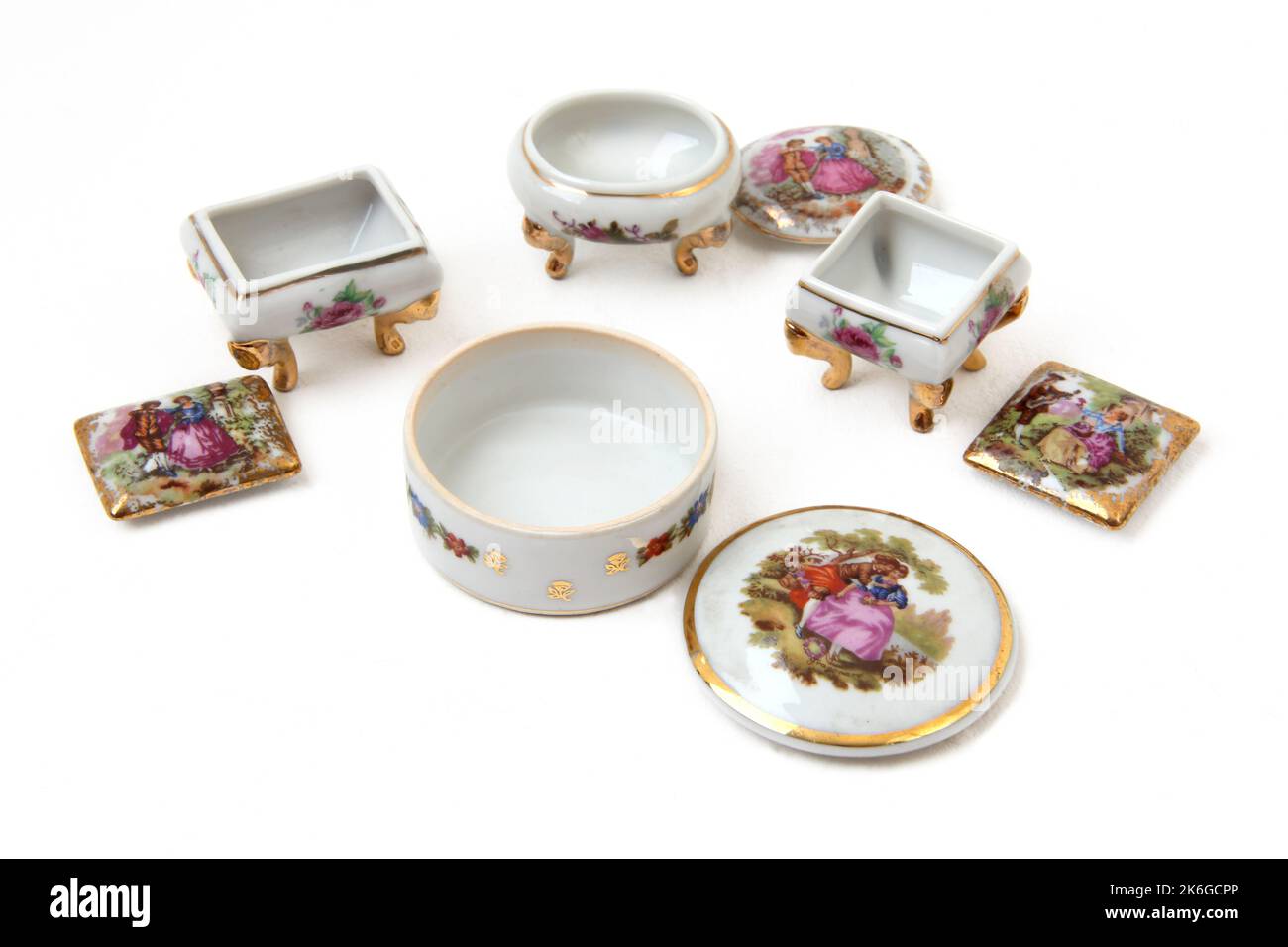 4 Vintage Miniature Small Limogues China Boxes Trinket Containers Stock ...