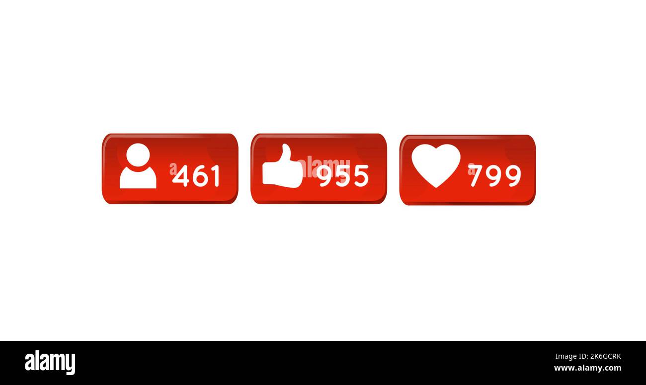 Image of social media reactions on white background. Social media ...