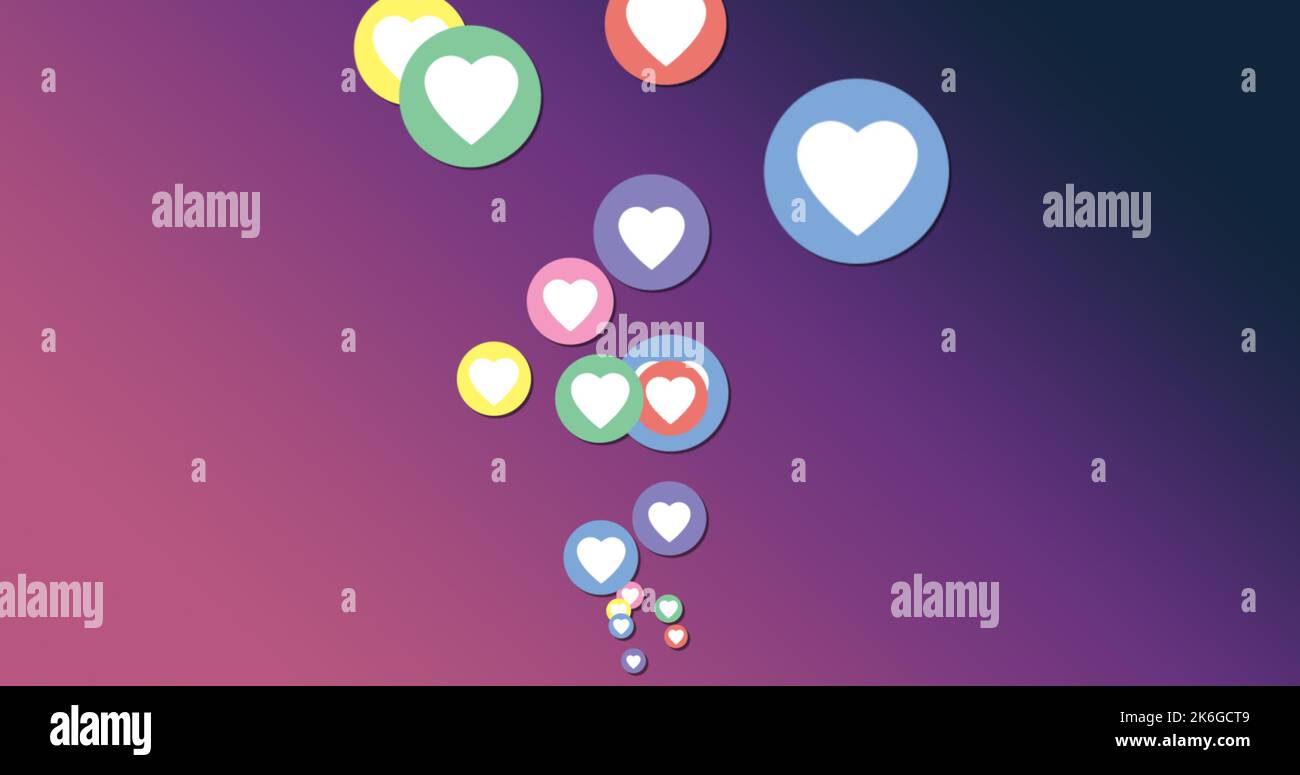 Image of social media reactions on purple background. Social media ...