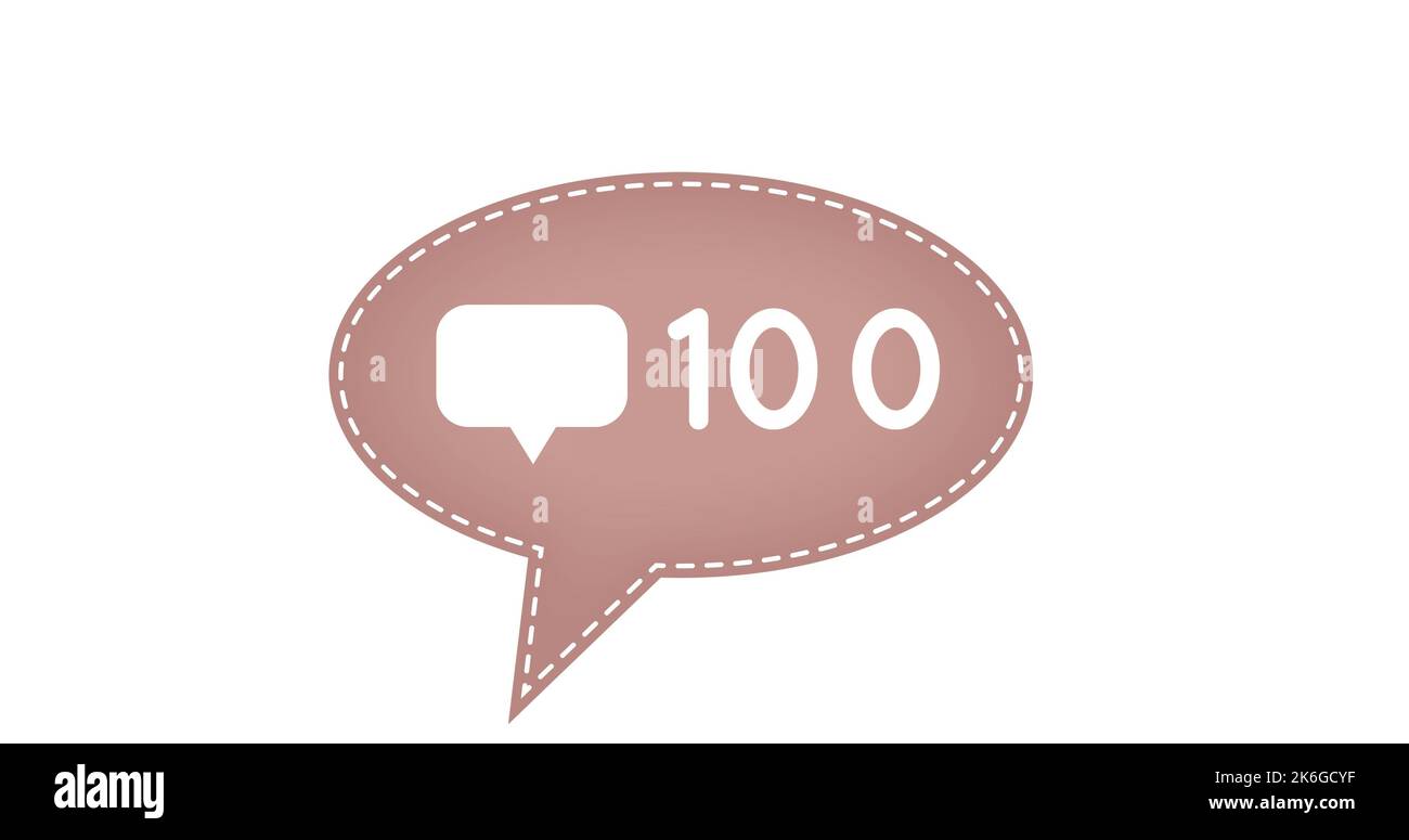 Image of 100 messages on white background. Social media, communication ...