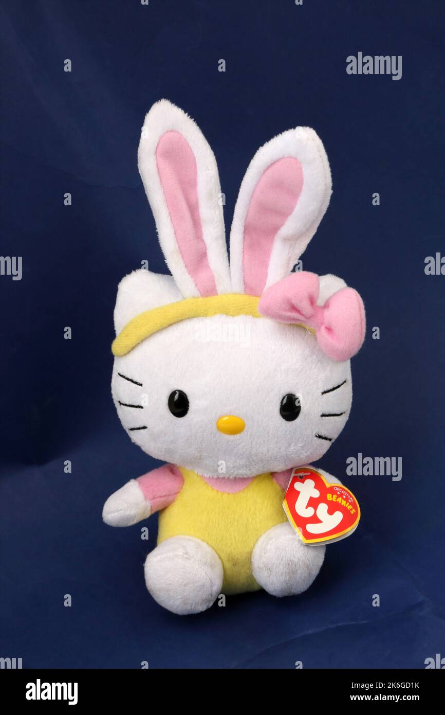 Hello Kitty Soft toy Woth Bunny Ears and a Pink Bow Stock Photo - Alamy