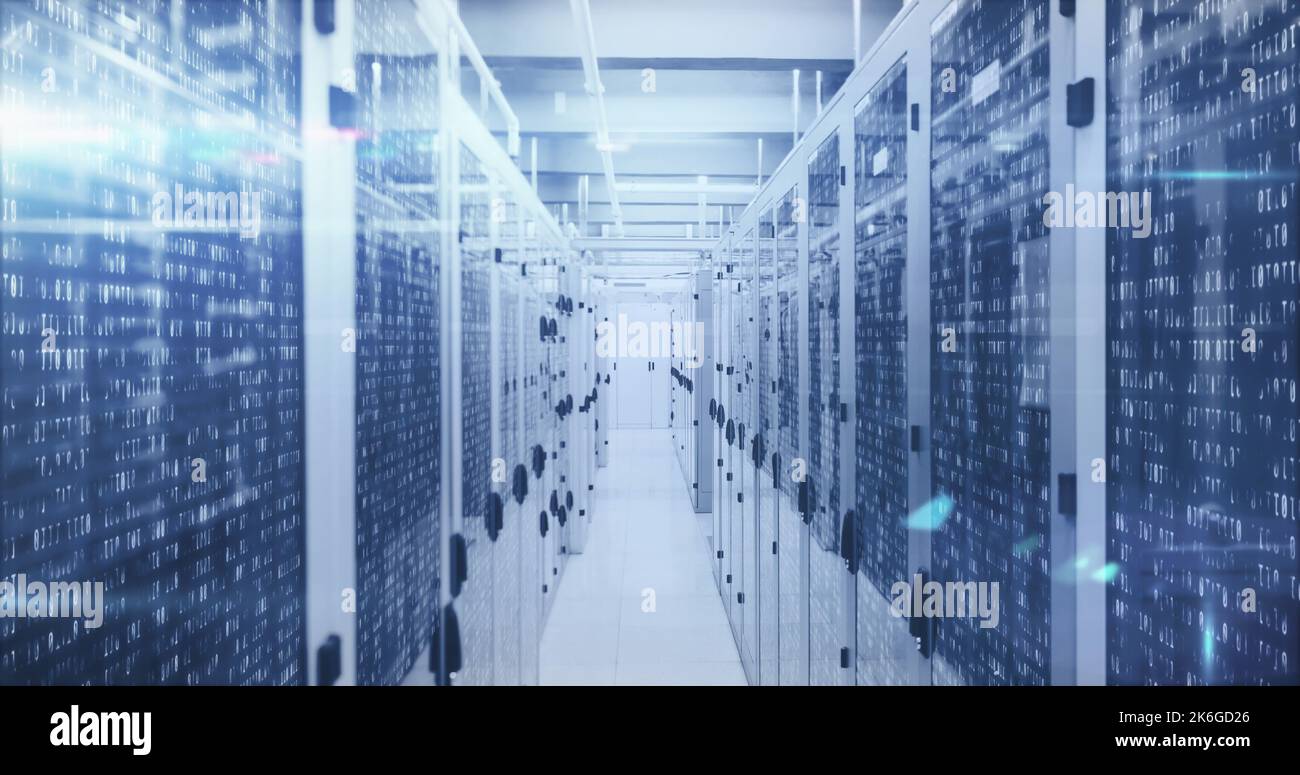 Image of mathematical equations and data processing against computer ...