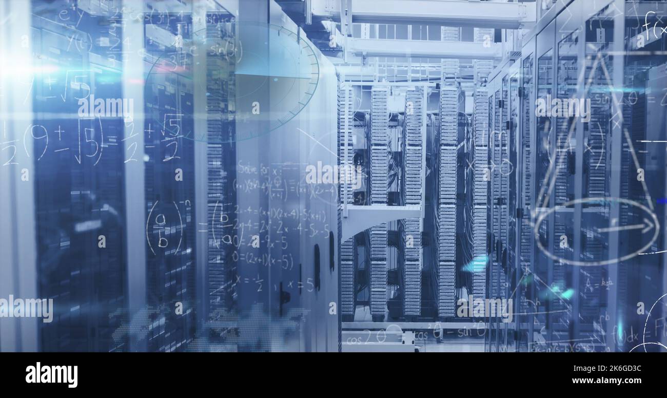 The image simplifies the data processing and digital information flowing through a network of co ...