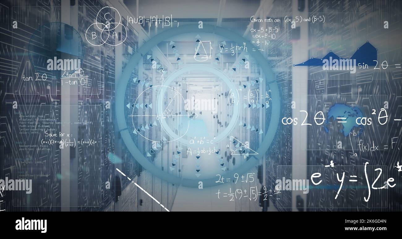 The image depicts a global network of computer servers processing data ...