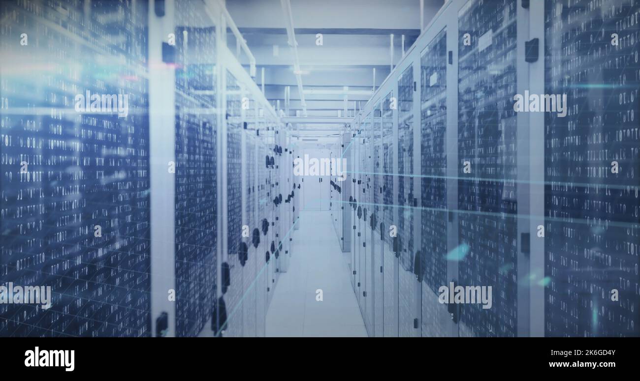 Image of mathematical equations and data processing against computer ...