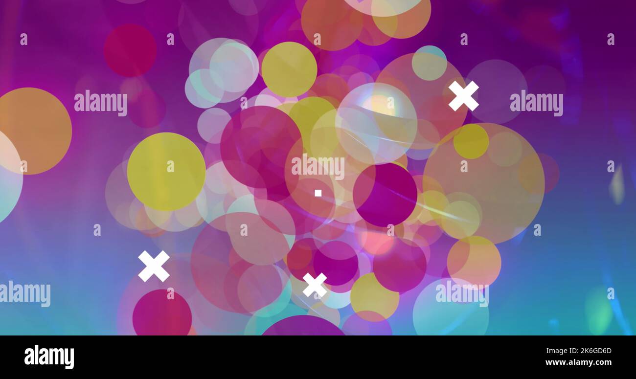 Illustration of cross shape with multicolored circles against gradient ...