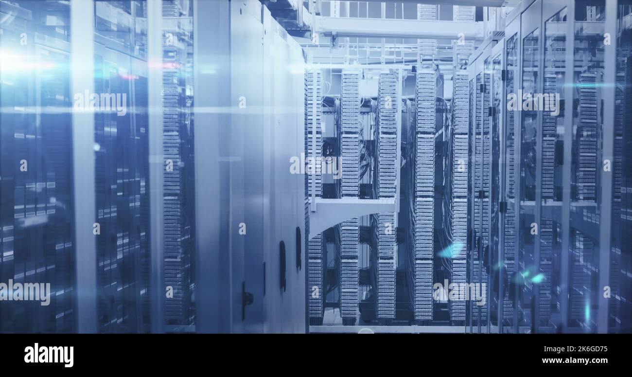 The Image Simplifies The Data Processing And Digital Information Flowing Through A Network Of Co