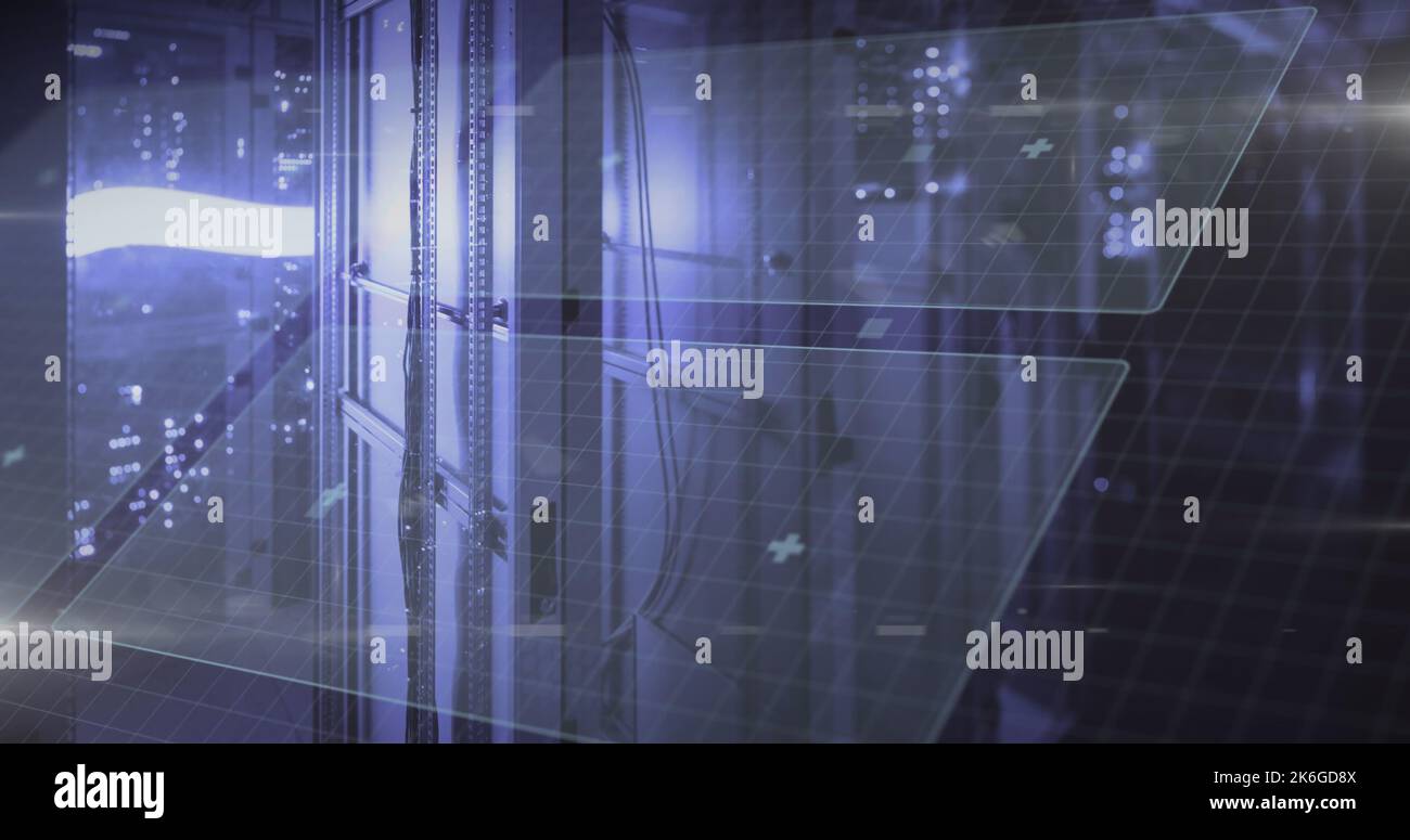 Image of mathematical equations and data processing over rainbow lens ...
