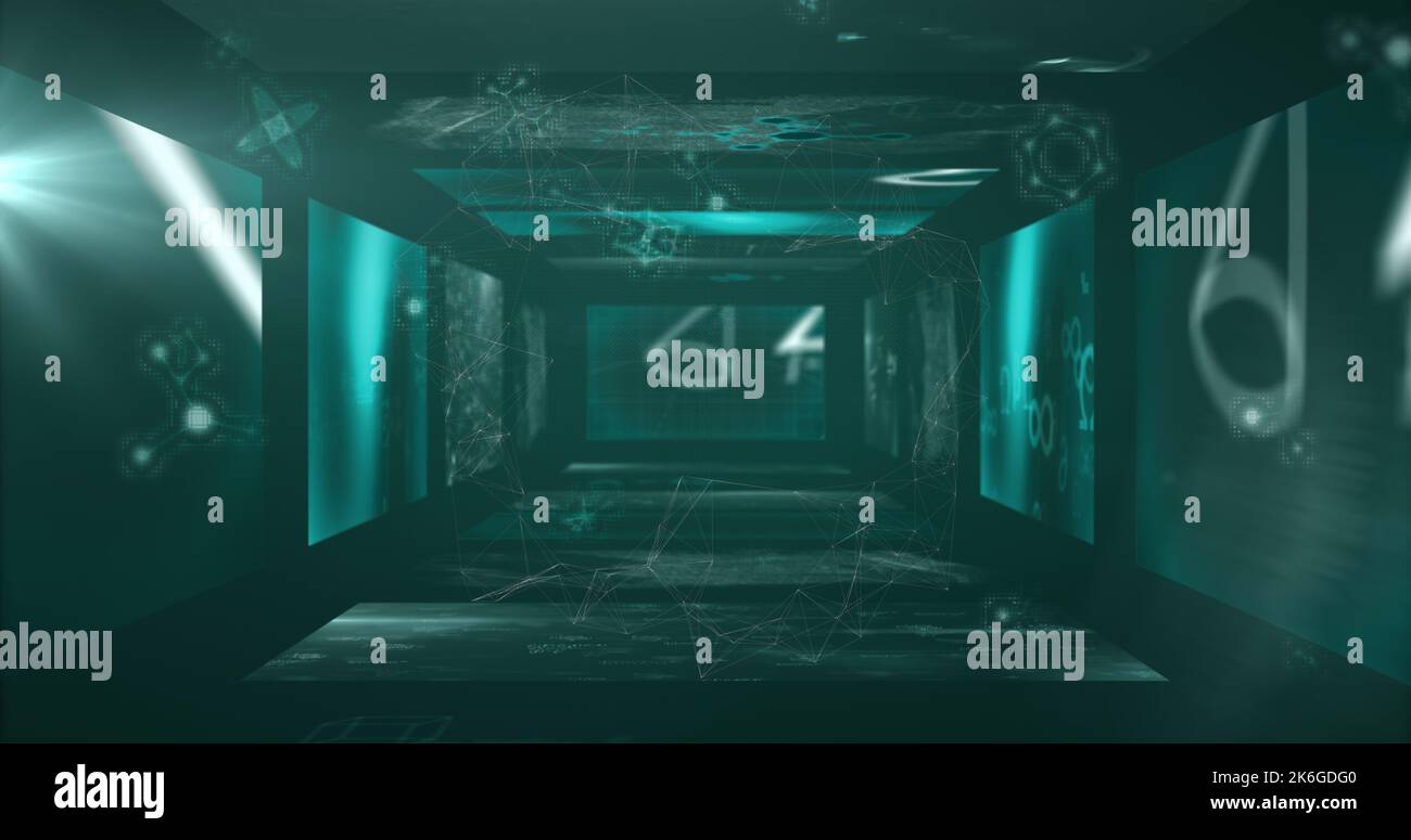 Composition of mathematical equations on black background Stock Photo ...