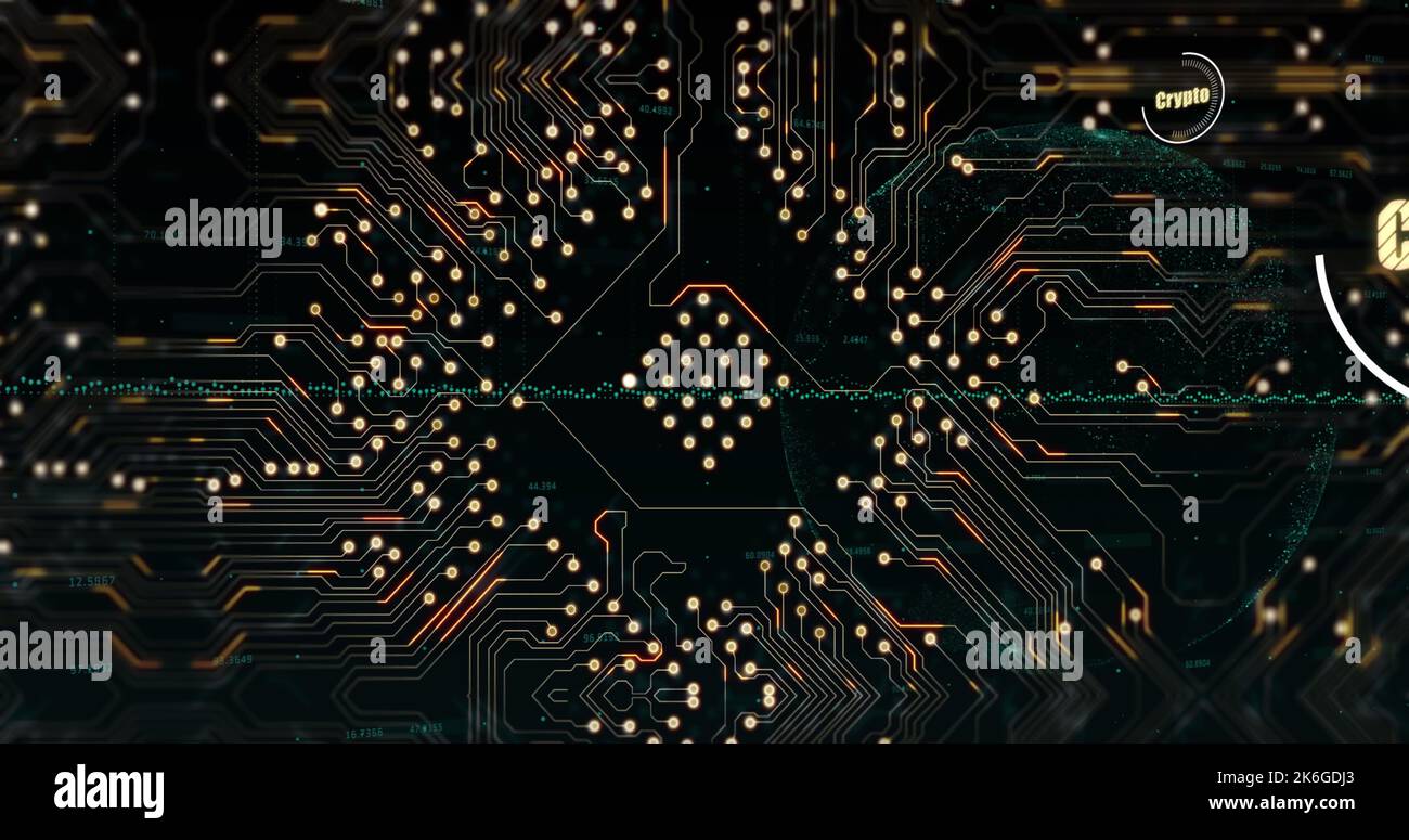 Composition of network of connections over data processing Stock Photo ...