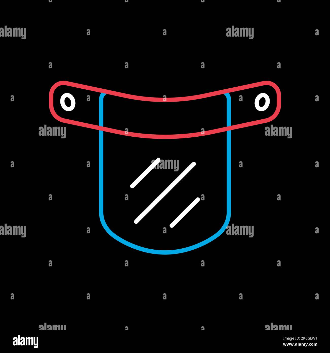 Plastic protective face shield vector flat icon on black background ...