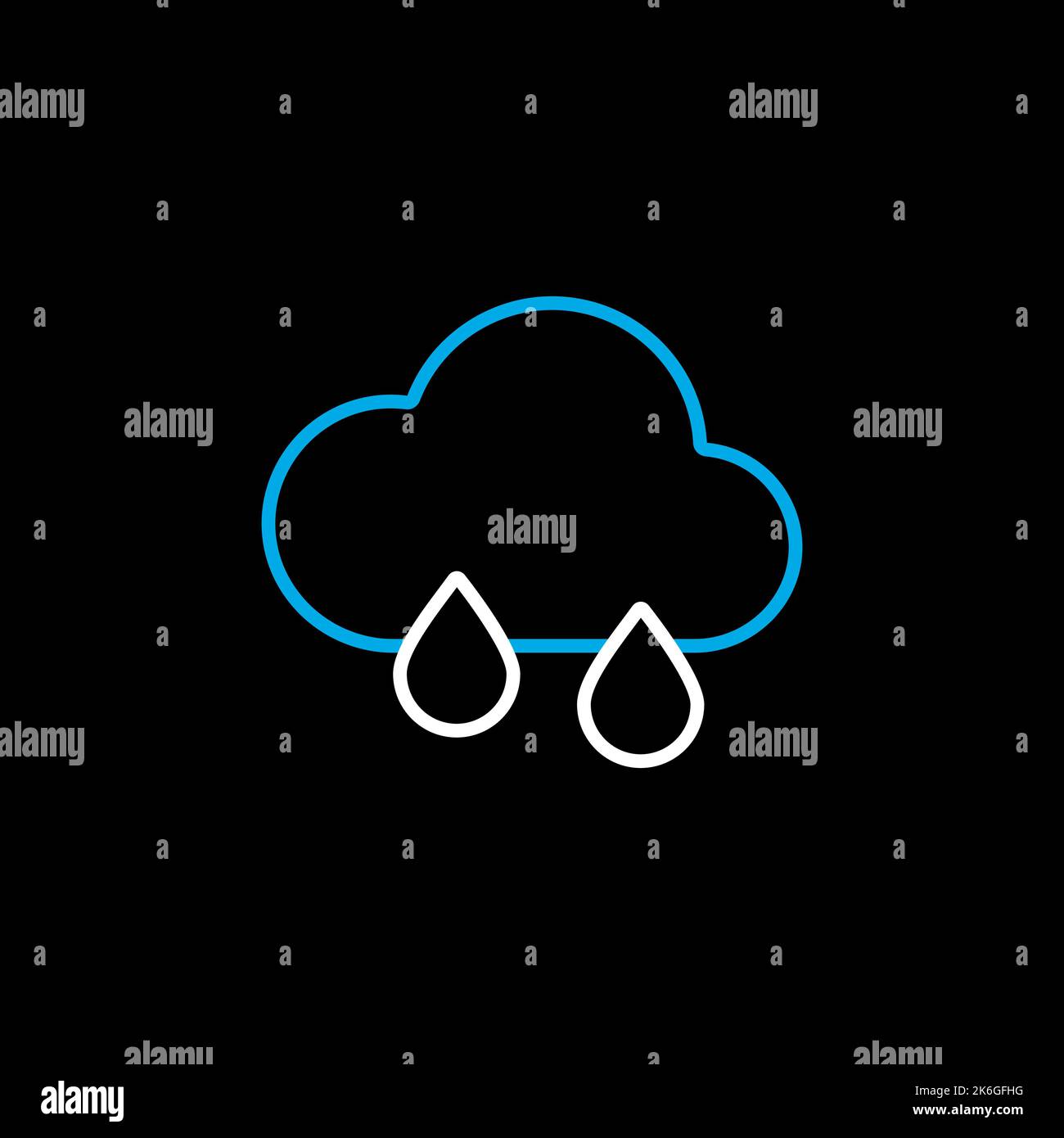 Raincloud with raindrops isolated vector icon on black background ...