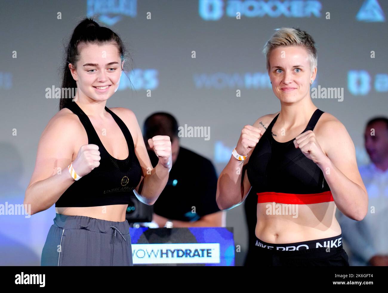 Georgia O'Connor (left) and Joyce van Ee during the weigh-in at the ...