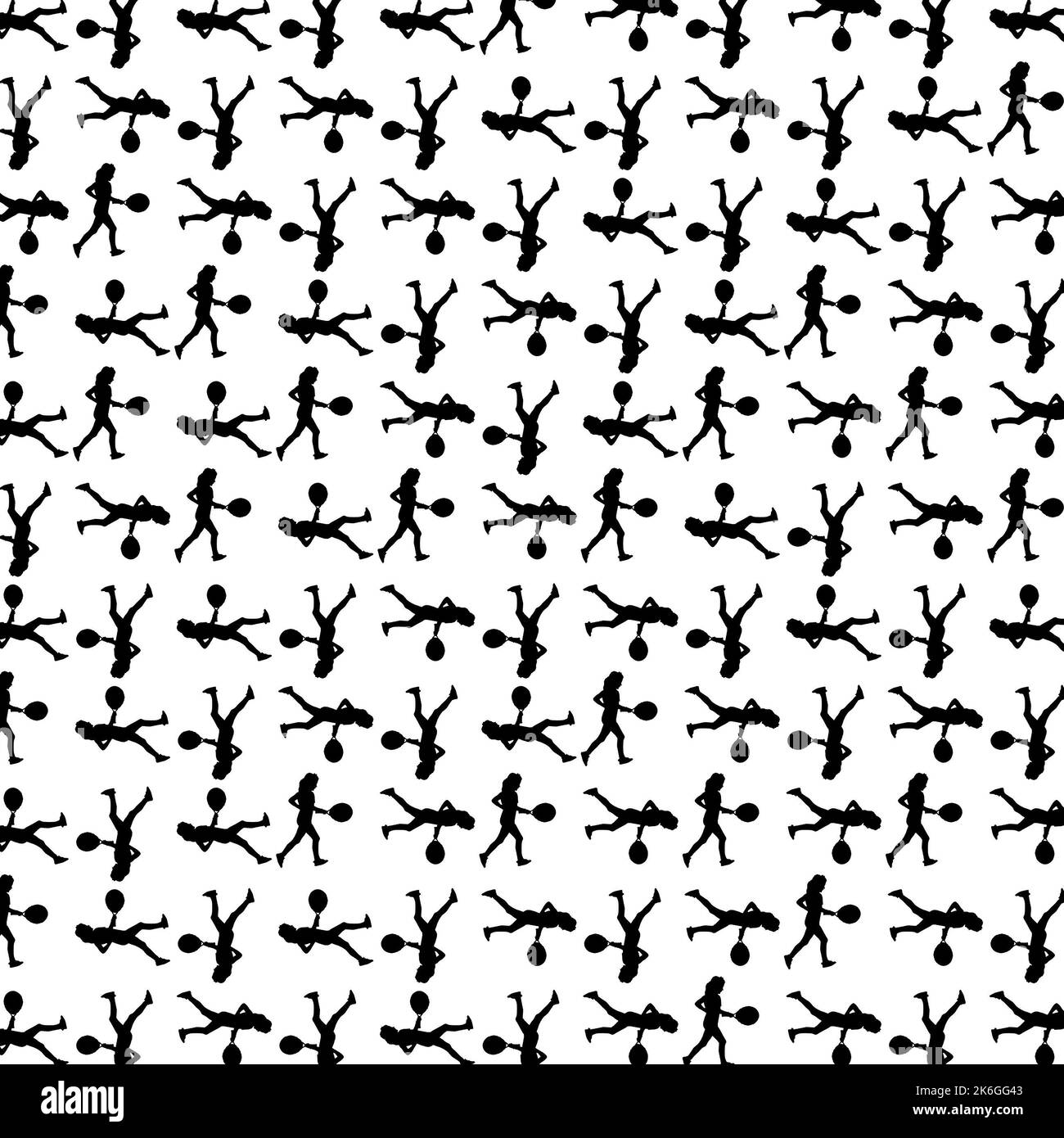 Tennis girl running motif black and white graphic pattern Stock Photo ...