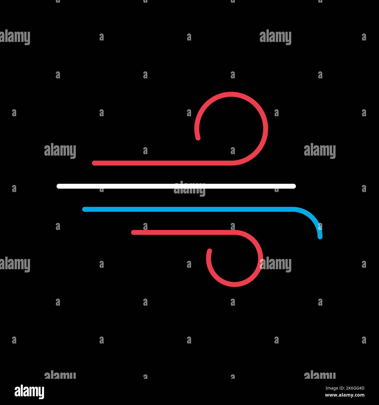 High wind isolated vector icon on black background. Meteorology sign ...